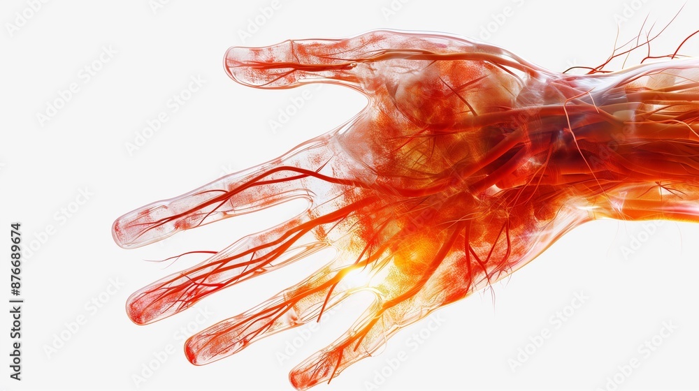 Human Hand Anatomy. Arteries and Veins, Medical Illustration Stock ...