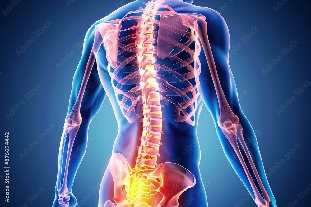 Anatomical Diagram of Lower Back Pain, Lumbar Spine and Muscular ...