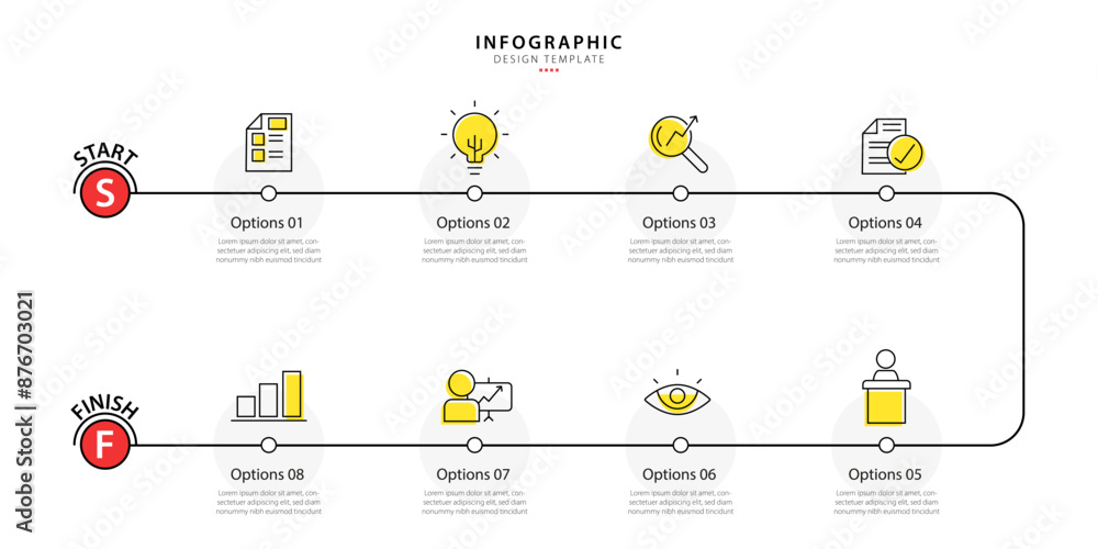 Timeline Creator infographic template. 8 Step timeline journey ...