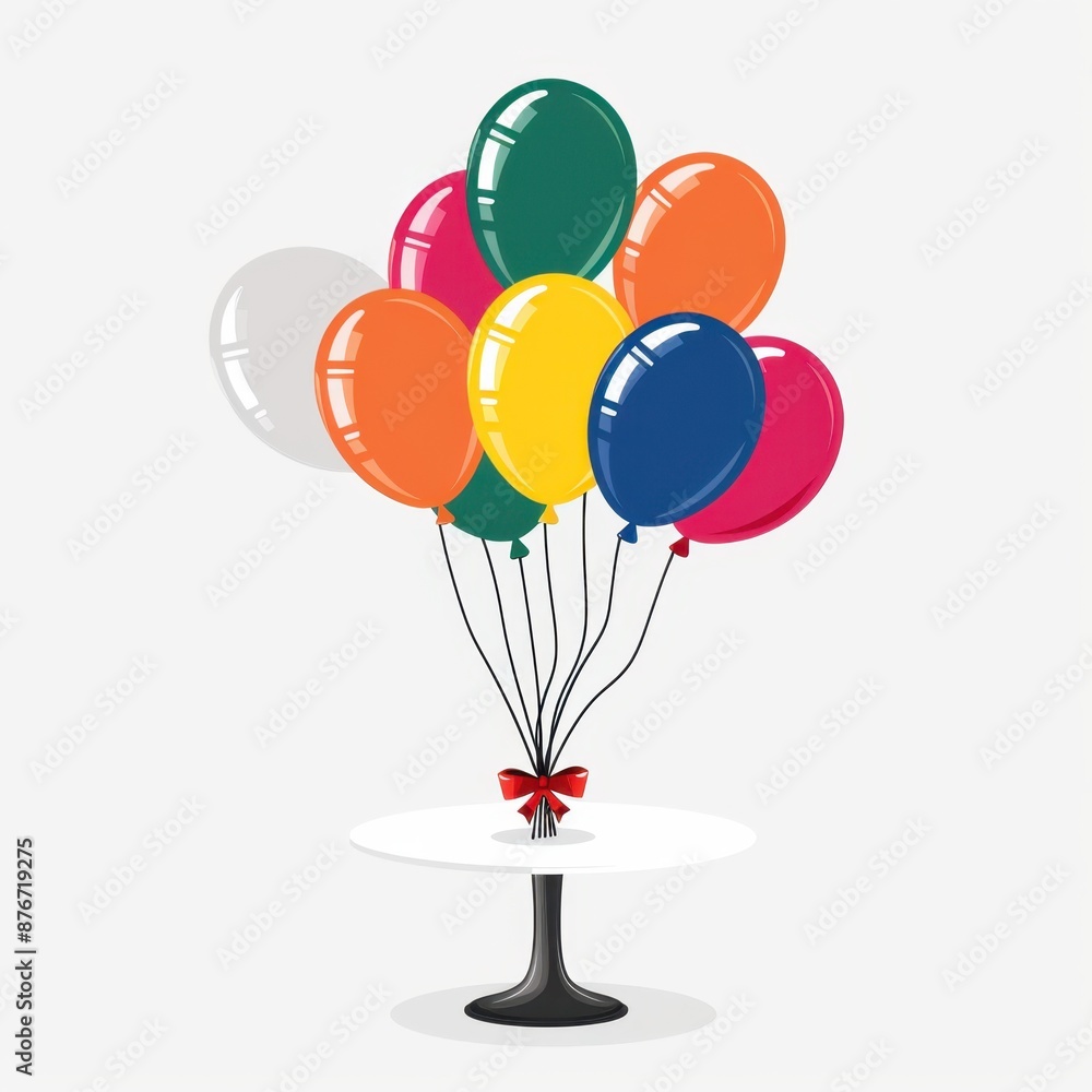 balloon centerpieces flat design side view table decor theme cartoon ...