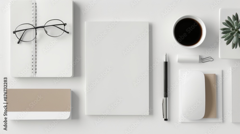Fundamental office supplies arranged on a desk, highlighting essential ...