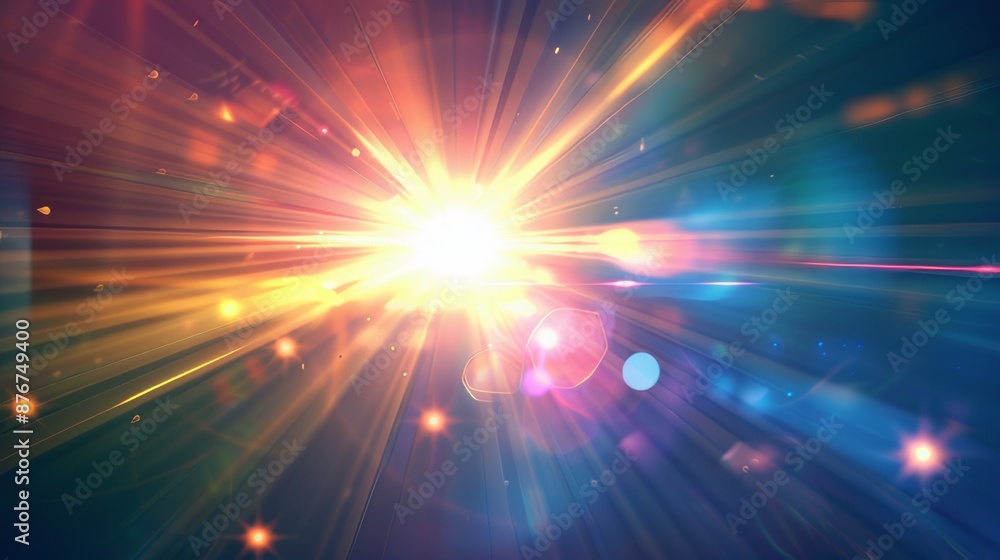 The lens flare effect adds a dynamic visual element to the design ...