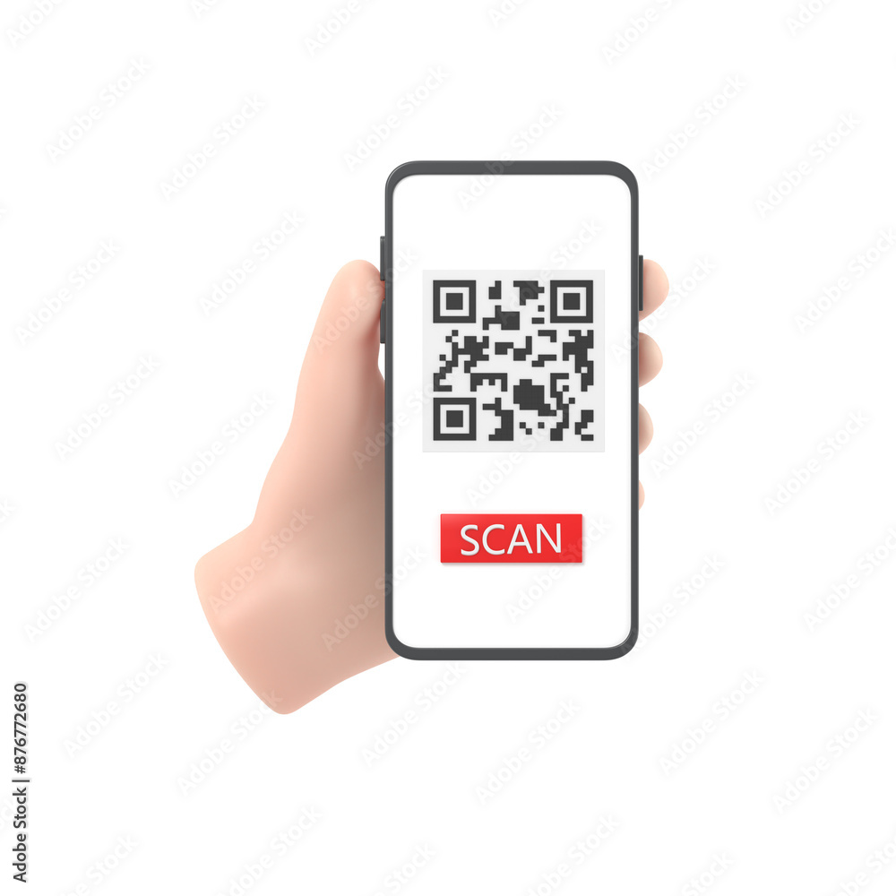 3d cartoon render female hand holds smartphone and use mobile app ...