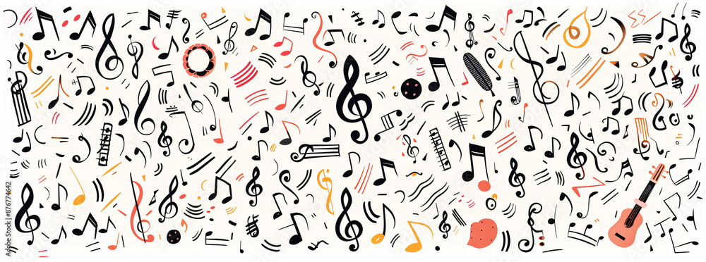 Big set of music notes, musical symbols illustration on white ...