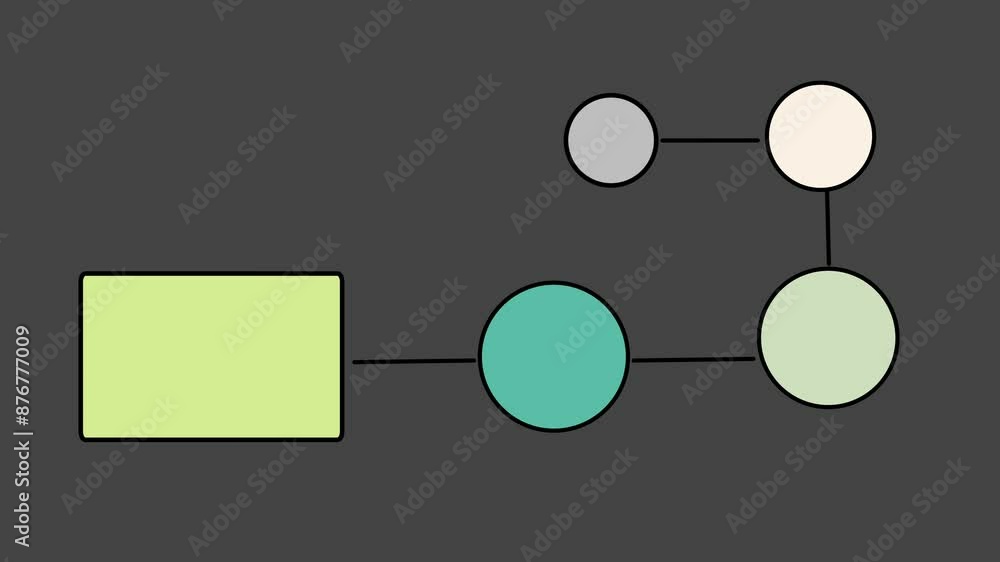 Animated flowchart icon. Work process line animation. Step by step ...
