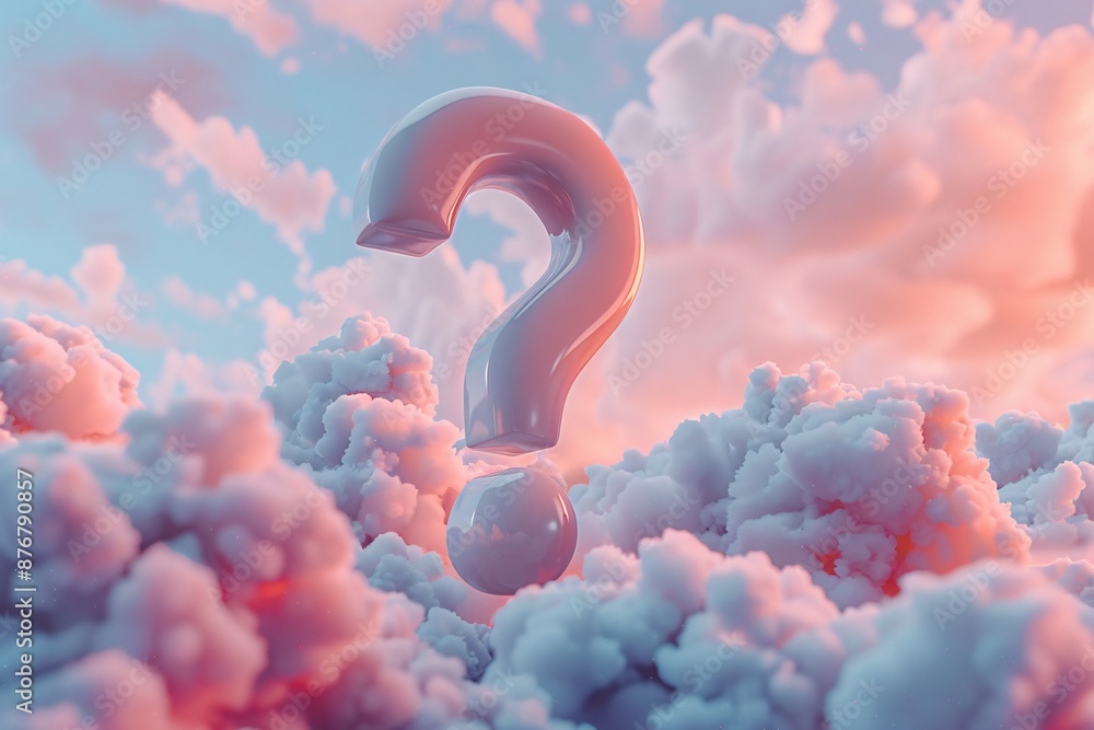 A 3D visualization of a floating question mark prompting ideas. Stock ...