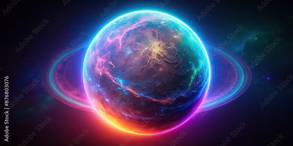 neon planet in dark space amoled desktop wallpaper background, desktop ...