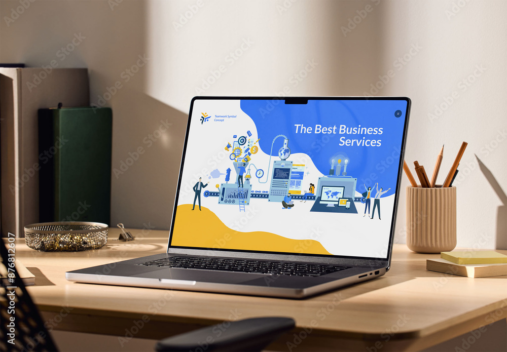 Mockup Of Customizable Laptop Screen Stock Template | Adobe Stock