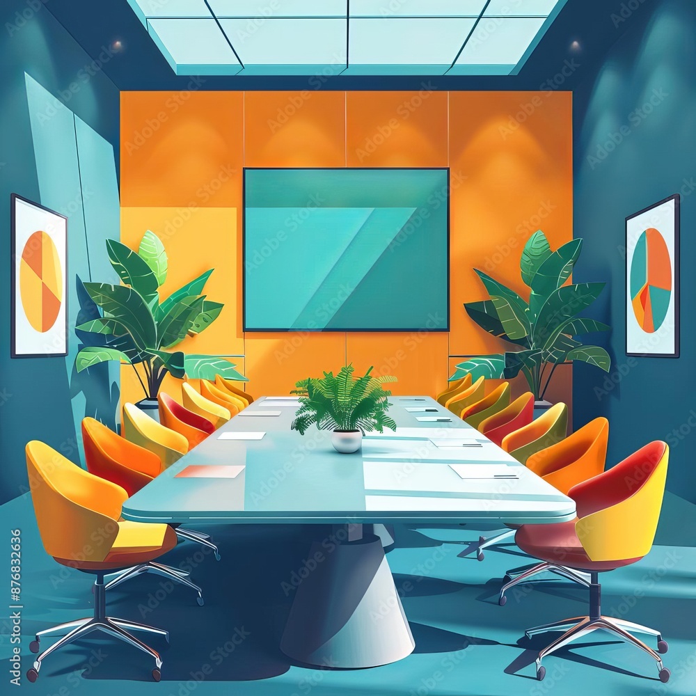 global connection initiatives flat design front view conference room ...