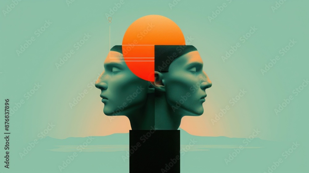 Illustration depicting Freud's psychoanalytic theory, featuring id, ego ...