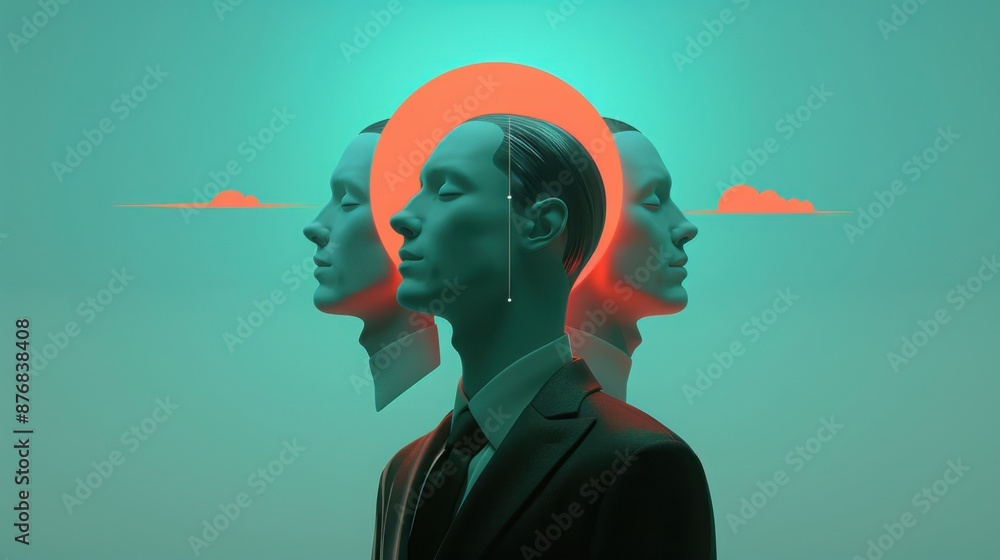 Illustrative depiction of Freud's psychoanalytic theory, with vibrant ...