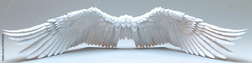 Professional photo of white feather angel wings, laid flat, white ...