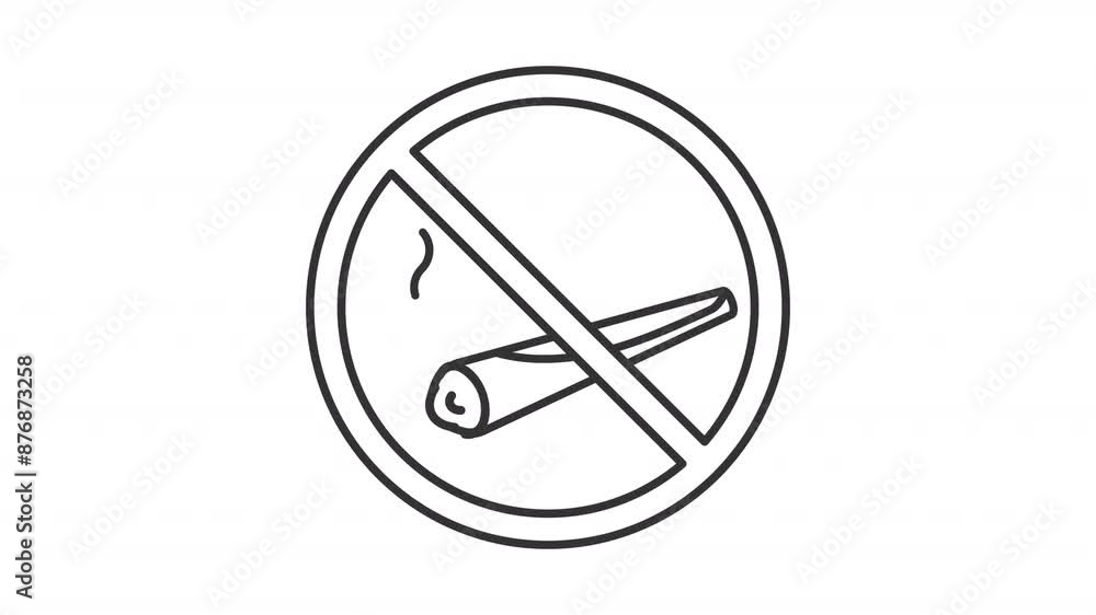 Animated weed joint icon. Marijuana cigarette prohibition line ...