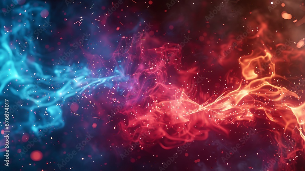 Red and blue flame elements in an abstract wallpaper, captured in high ...