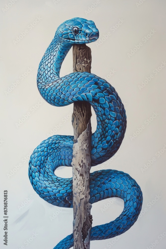 Blue and black snakes swirled around. A neat walking stick It shows the ...