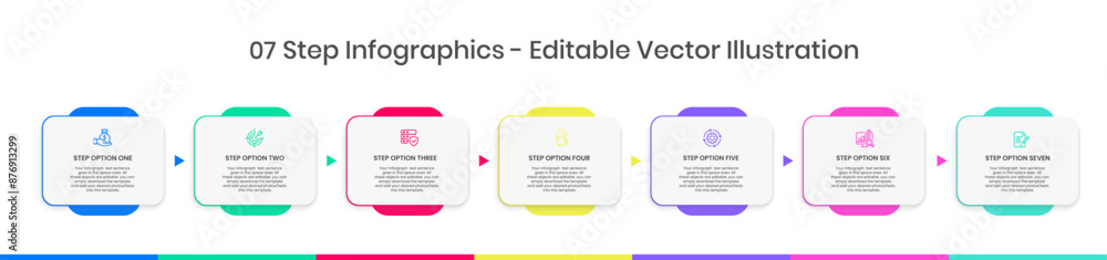 7 Steps Infographics Design Template - Graph, Pie chart, workflow ...