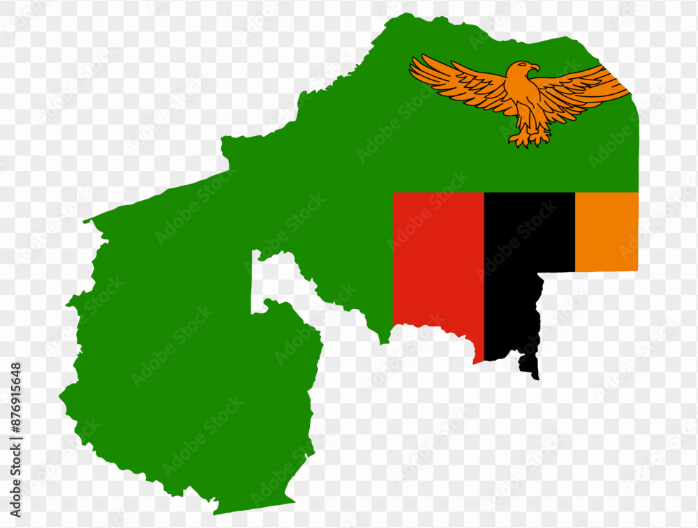 Zambia map flag isolated on png or transparent background vector ...
