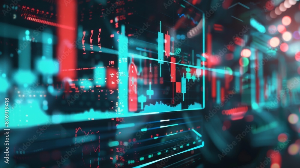 Abstract creative financial diagram on modern computer monitor, banking ...