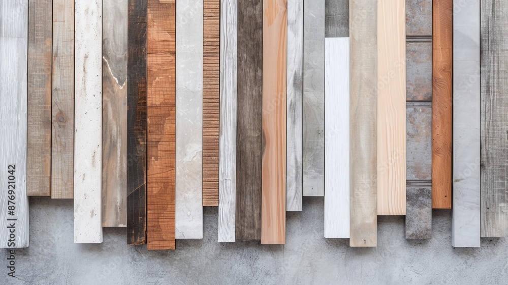 Artistic display of panels, featuring a mix of boards, sheets, and ...