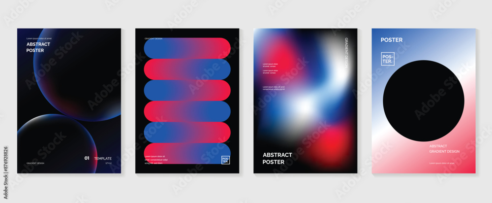Modern gradient poster background vector set. Minimalist style cover ...