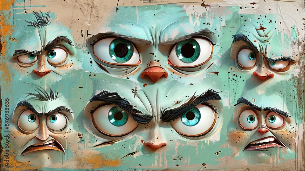 Faces and lips of comic characters from the past: retro comic ...