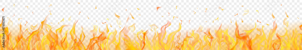 Translucent fire flames and sparks with seamless horizontal repetition ...