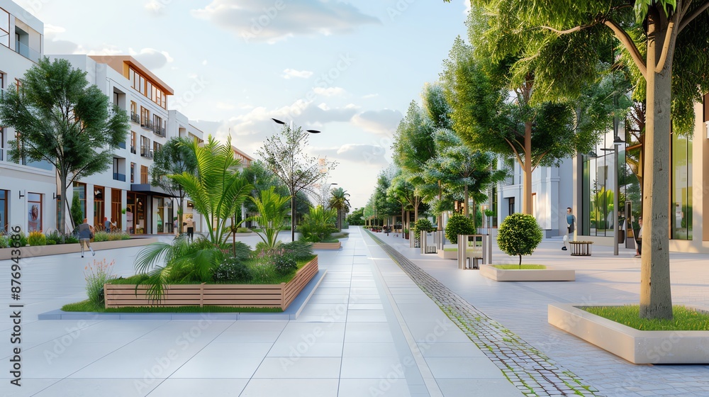 Urban redevelopment layout showcasing mixed-use buildings and ...