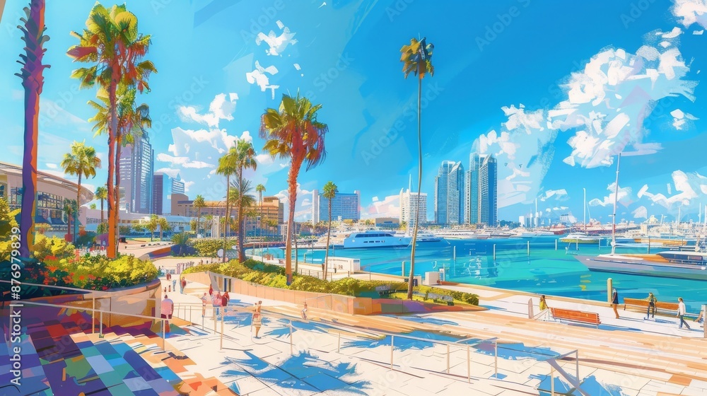 Imagine a man sitting on a bench overlooking several boats docked in a ...