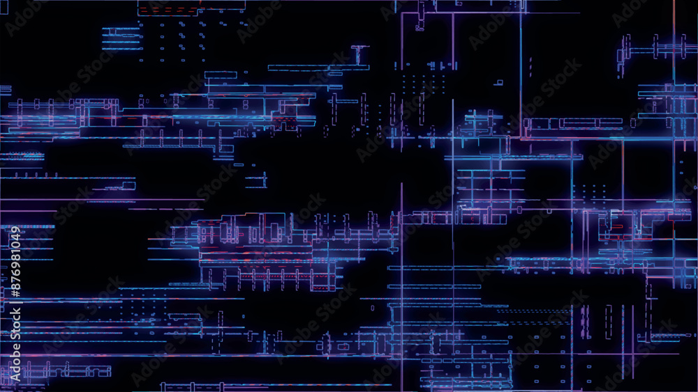 Printed circuit board. Visualization of advanced technology concept: PCB processor microchip ...