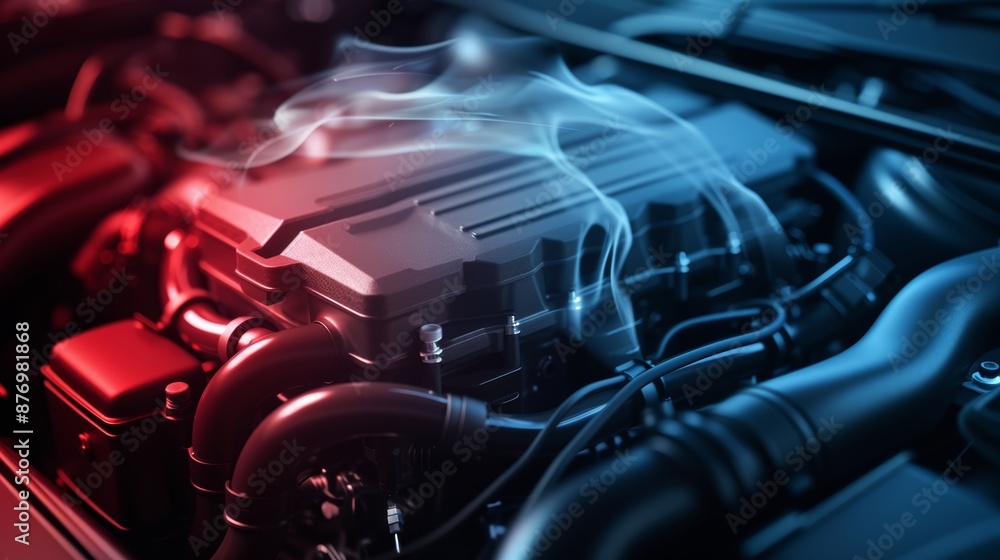 Heat map of a car engine, showing thermal transfer and temperature ...