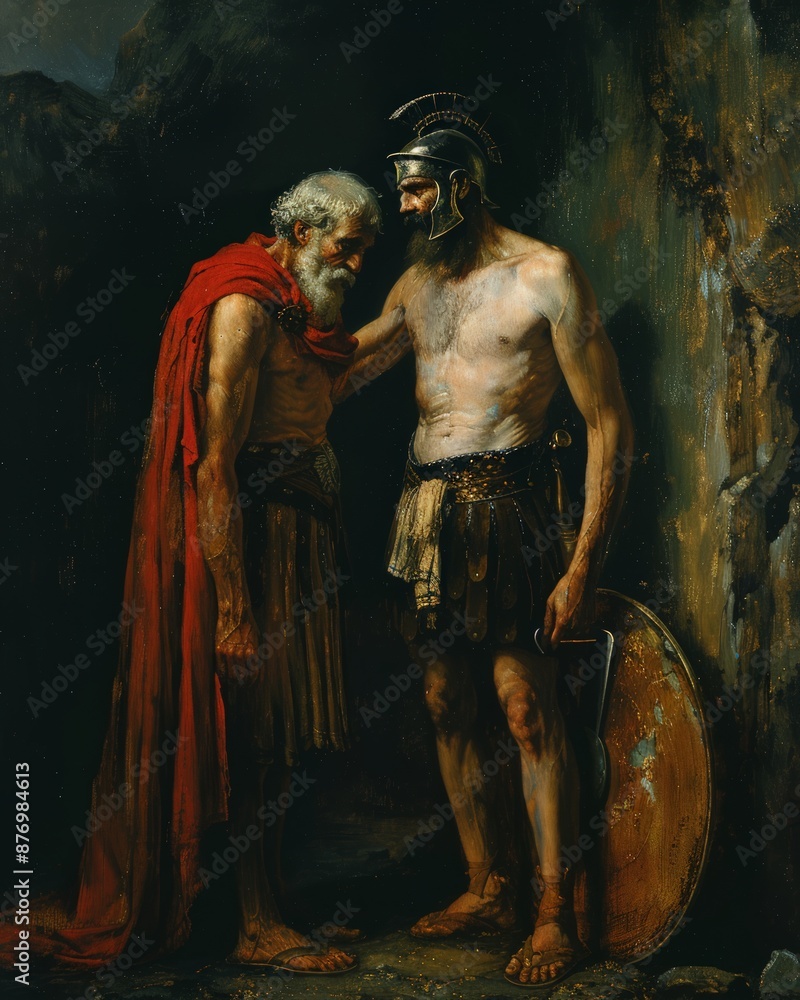 King Priam the elderly and dignified ruler of Troy standing before ...