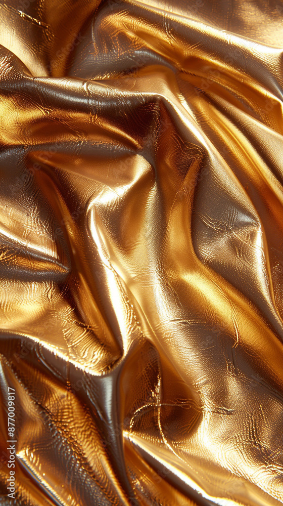 Metallic gold leather with a high-gloss finish, capturing light to ...