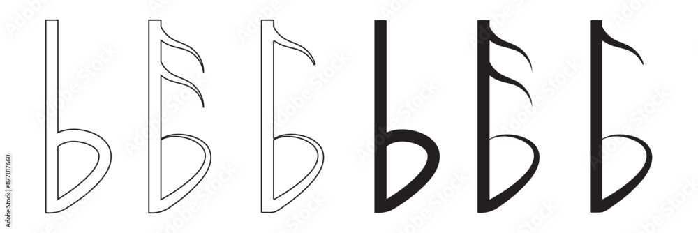 Music notes icon set , Music note symbol, song, melody or tune flat ...