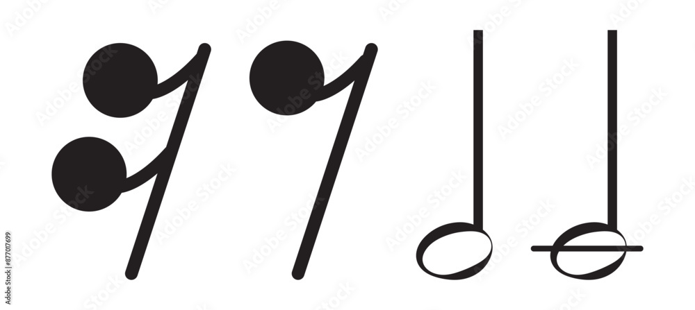 Music notes icon set , Music note symbol, song, melody or tune flat ...