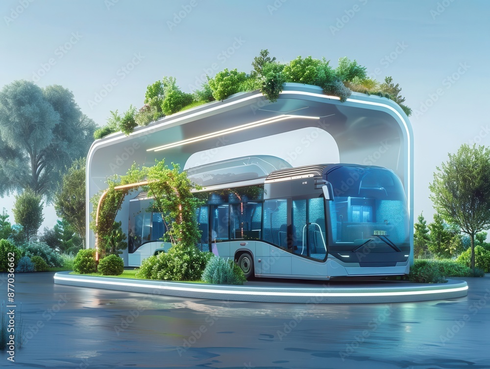 Hydrogen fuel cell bus for clean public transport Stock Illustration ...