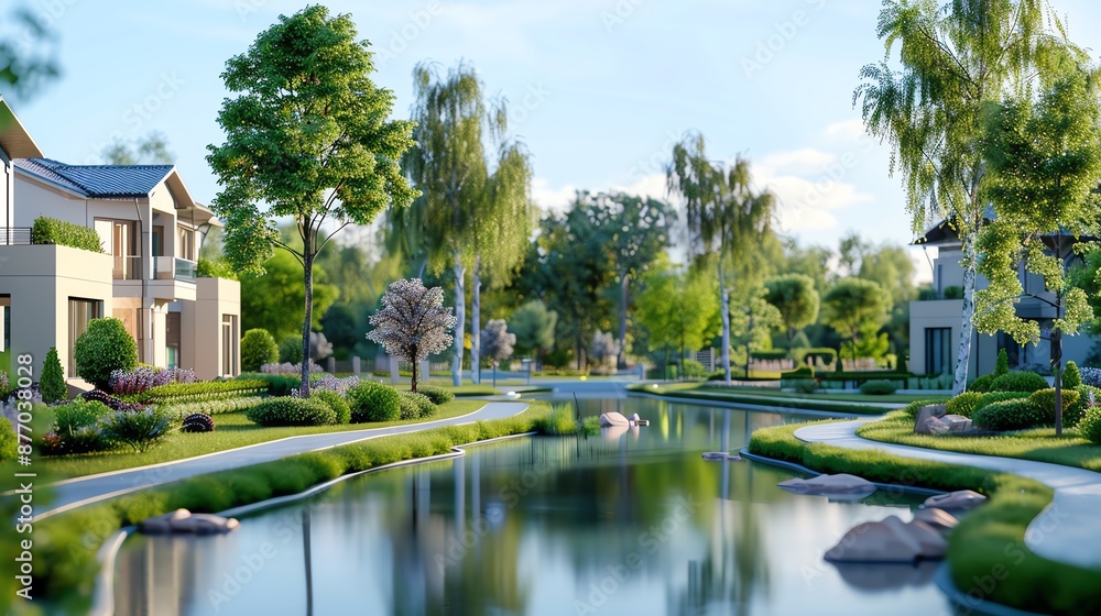 Civil layout of a suburban development with recreational areas and ...