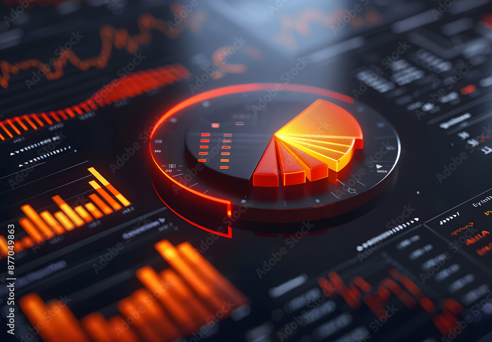 Big data analytics report. Infographic with graph and chart on abstract ...