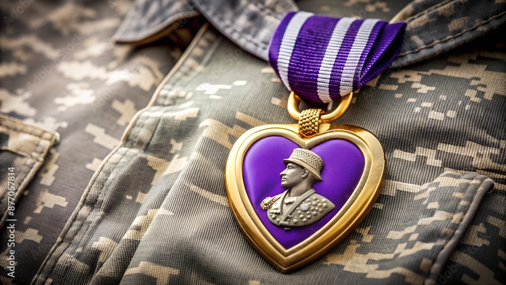 Purple Heart medal awarded to a soldier for bravery in combat Stock ...