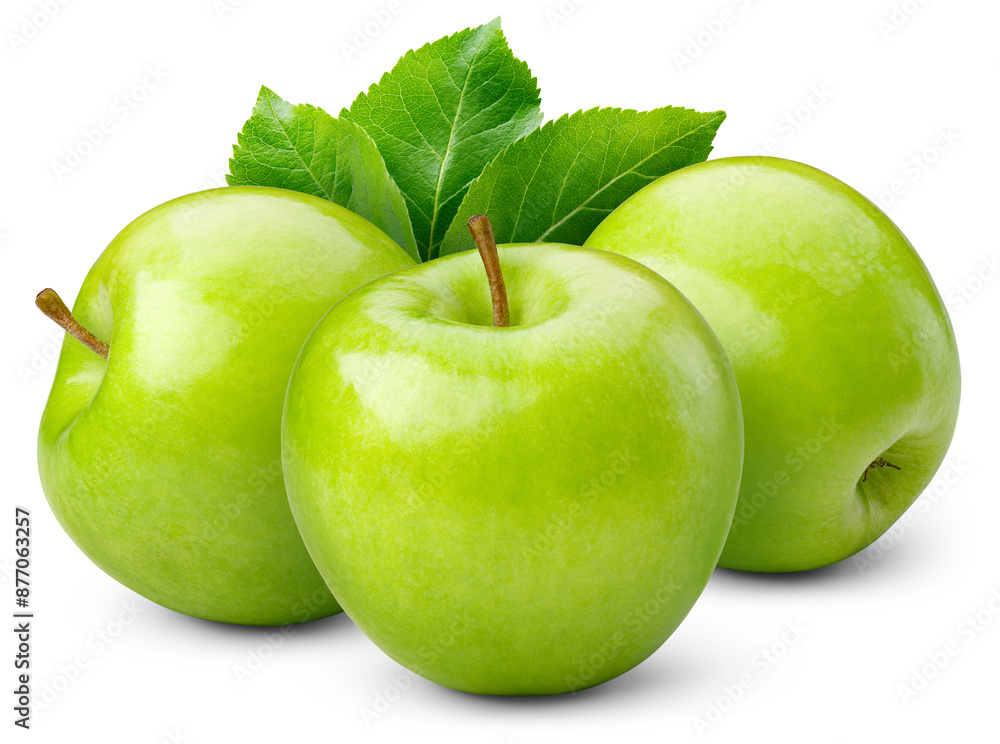 Apple isolated png. Green apple with leaf on transparent background ...