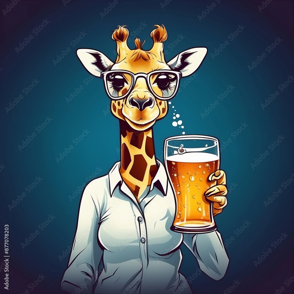 Cute baby giraffe beer mug Vector Logo little animal character ...