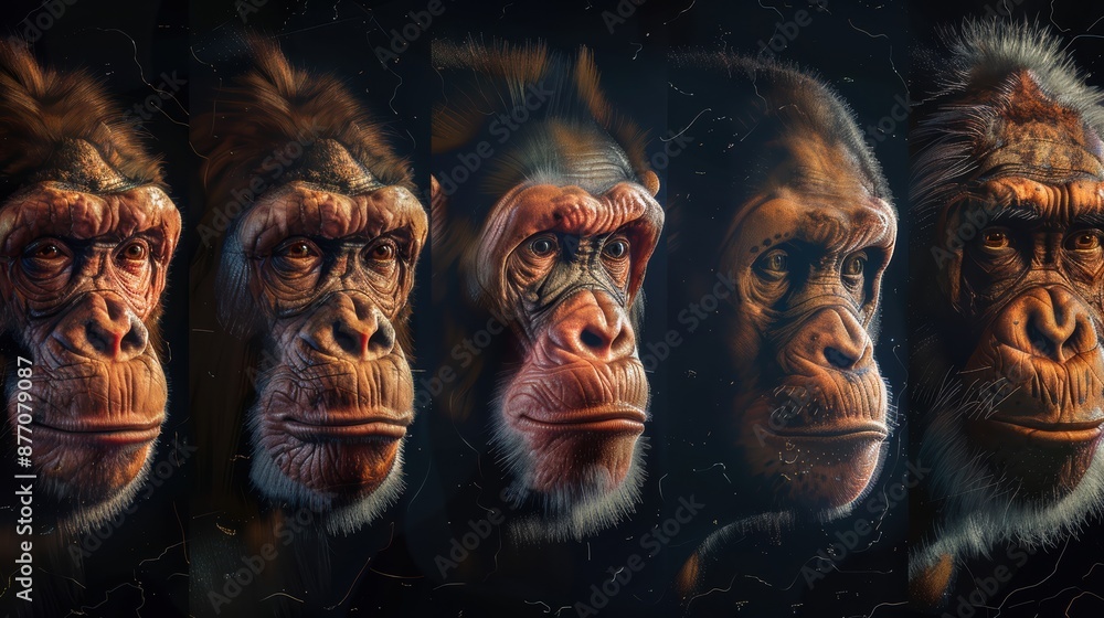 ภาพประกอบสต็อก Human evolution. A study of the sequence of biological ...