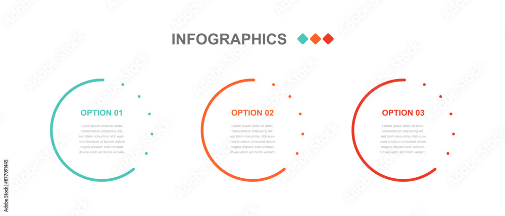 Business infographics. Infographics with 3 steps or options. A thin ...