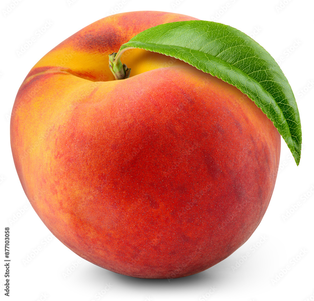 Peach with leaf isolated png. Whole peach on transparent background ...