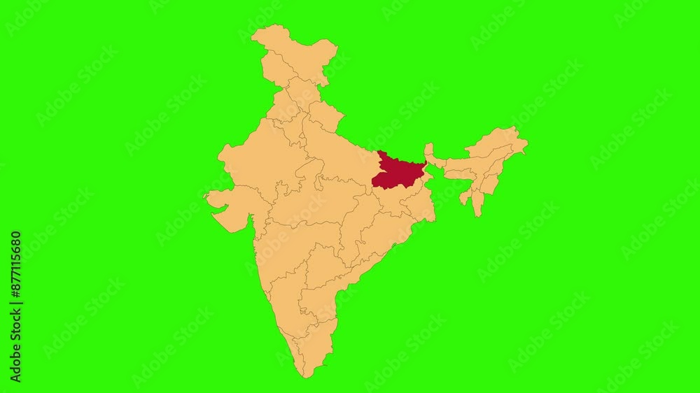 Bihar map animated video. Map Highlighted on the India map with ...