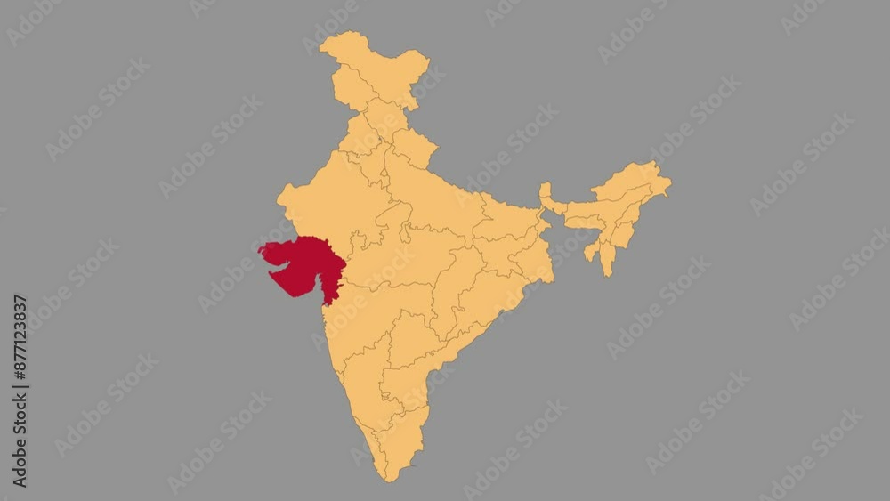 Gujarat map animated video. Map Highlighted on the India map with ...