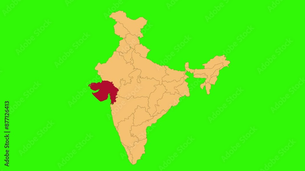 Gujarat map animated video. Map Highlighted on the India map with ...