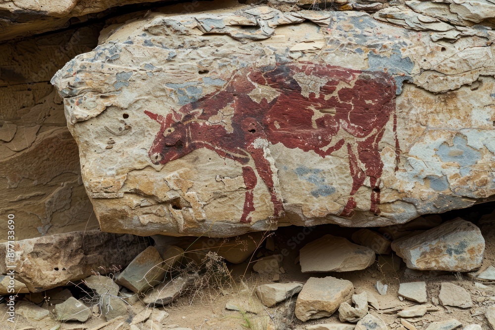 Rock paintings prehistoric evidence in ancient age Stock Photo | Adobe ...