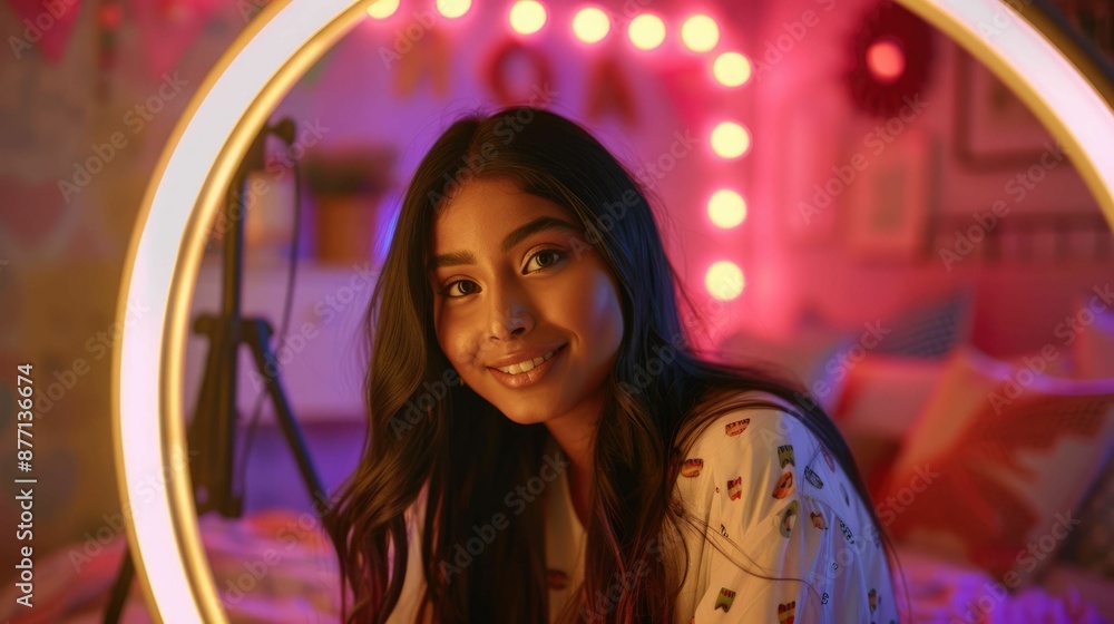 The picture of the south asian female working as the social influencer ...