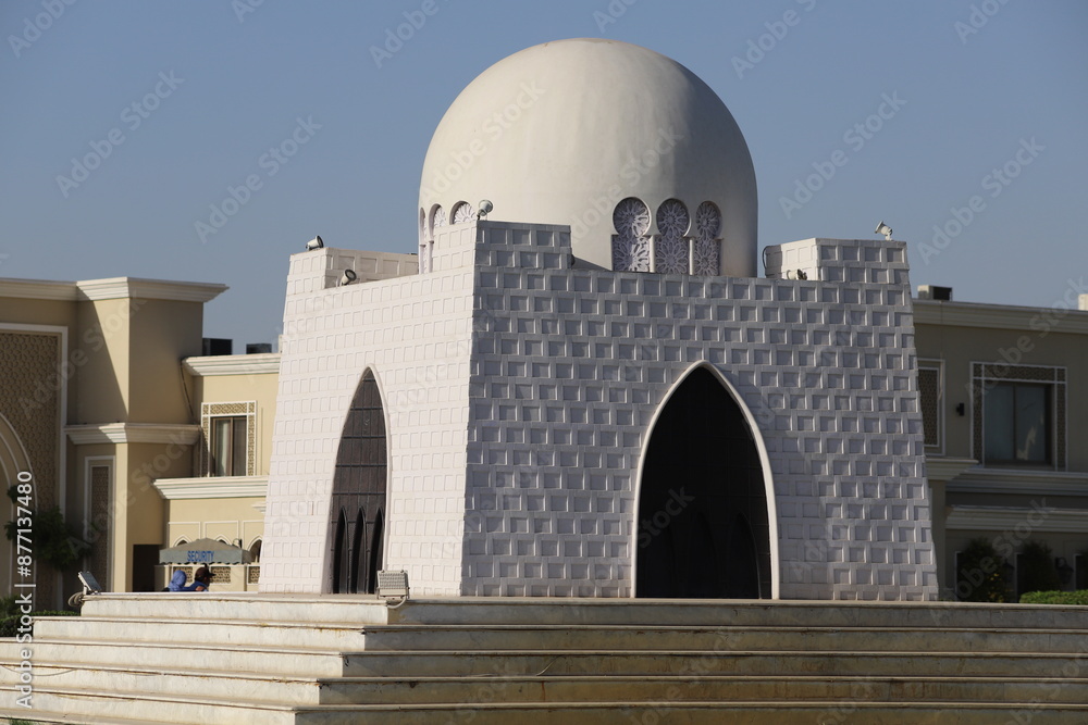 Tample of Mazar e Quaid. Picture of mausoleum of Quaid-e-Azam in bright ...