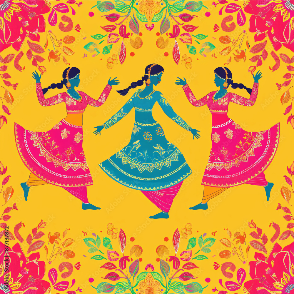 Baisakhi banner texture with Punjabi dance motif for Indian Punjab ...